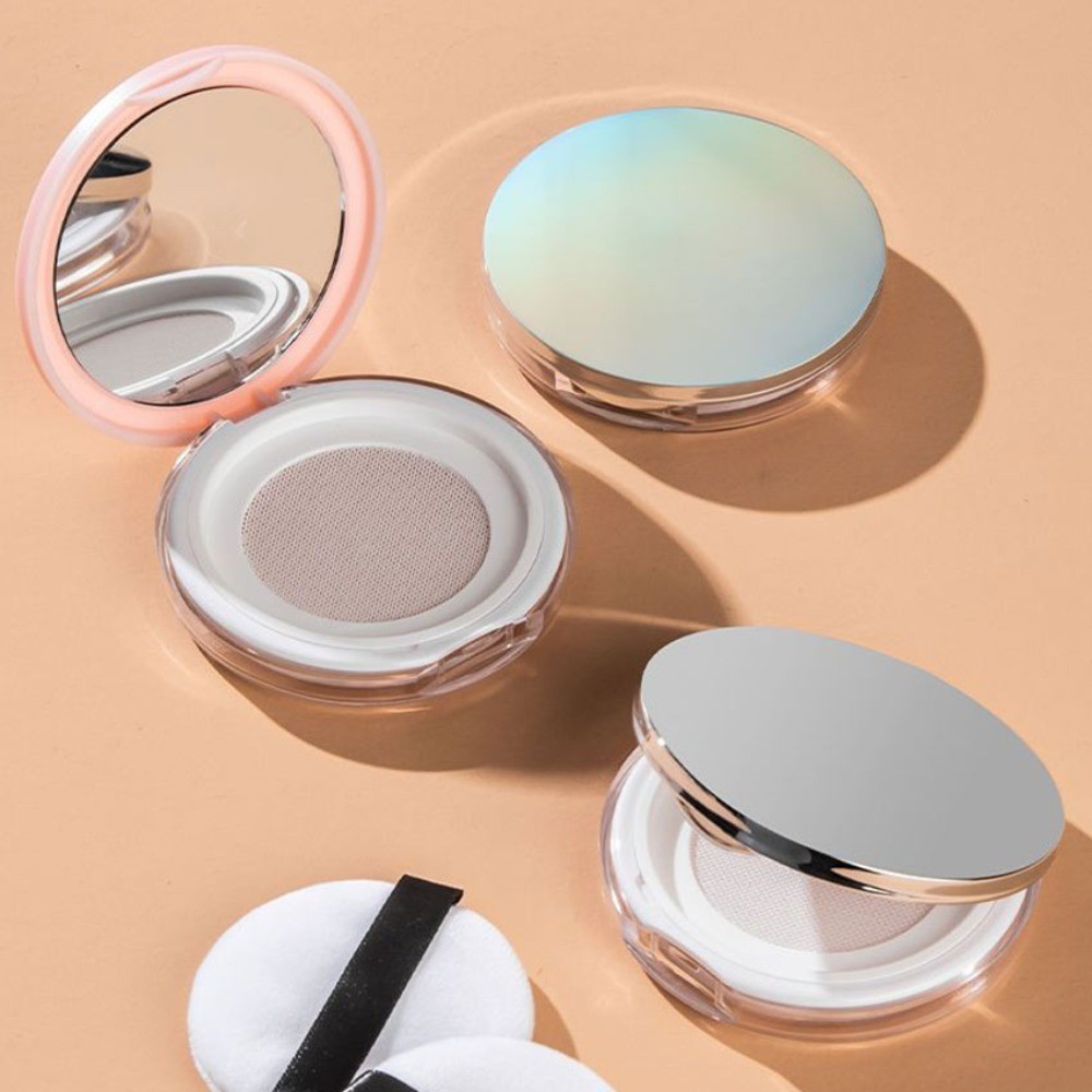 Plastic Loose Powder Compact Container with Velvet Powder Puff Ultra ...