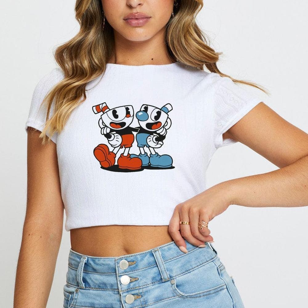 Cuphead Tee women Y2K graphic streetwear t shirt female streetwear ...