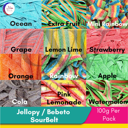Bebeto Haribo Jellopy Halal Vegan Turkey Sourbelt 100g Per Pack ...