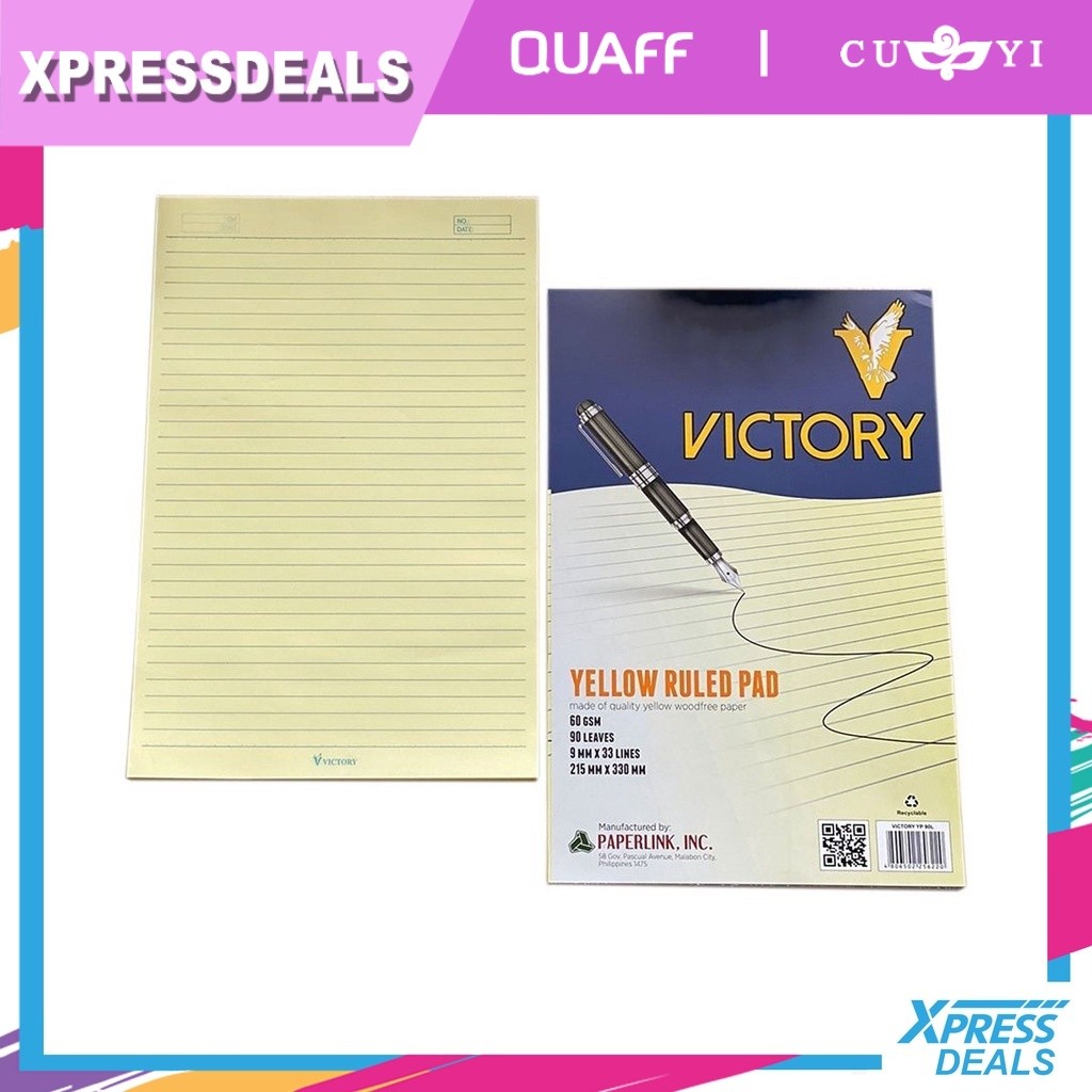 [1 WHOLE PAD] Victory Yellow Pad 90 Leaves | XPD | Shopee Philippines