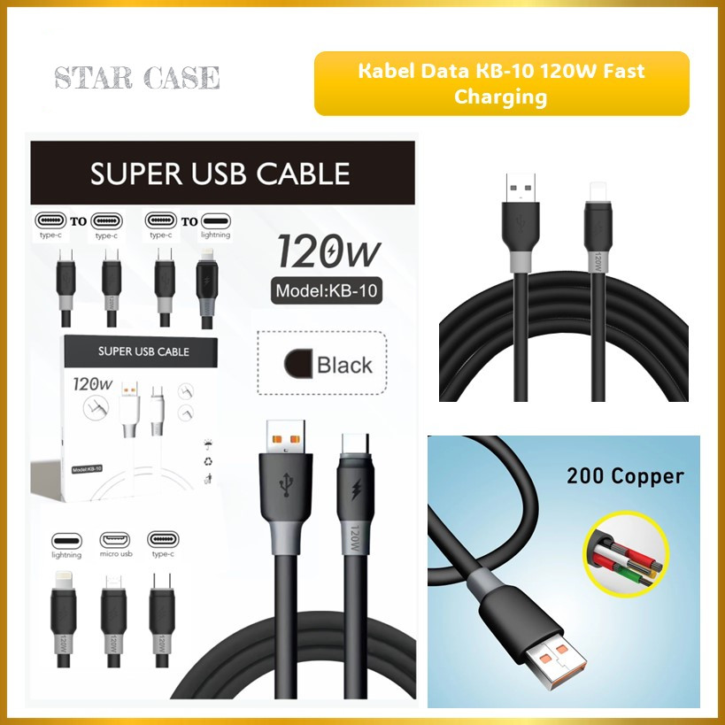 Star CASE - 120W KB-10 Fast Charging Silicone Data Cable 1M Data Cable ...