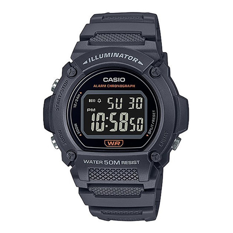Casio (W-219H-8BVDF) Black Resin Strap 50 Meter Digital Watch | Shopee ...