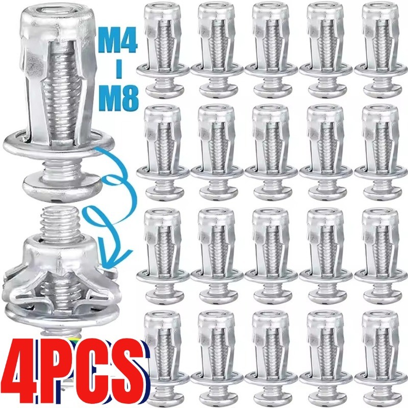 4Pcs M4 M5 M6 M8 Petal Rivet Lock Nuts with Screw Fixed License Plate ...