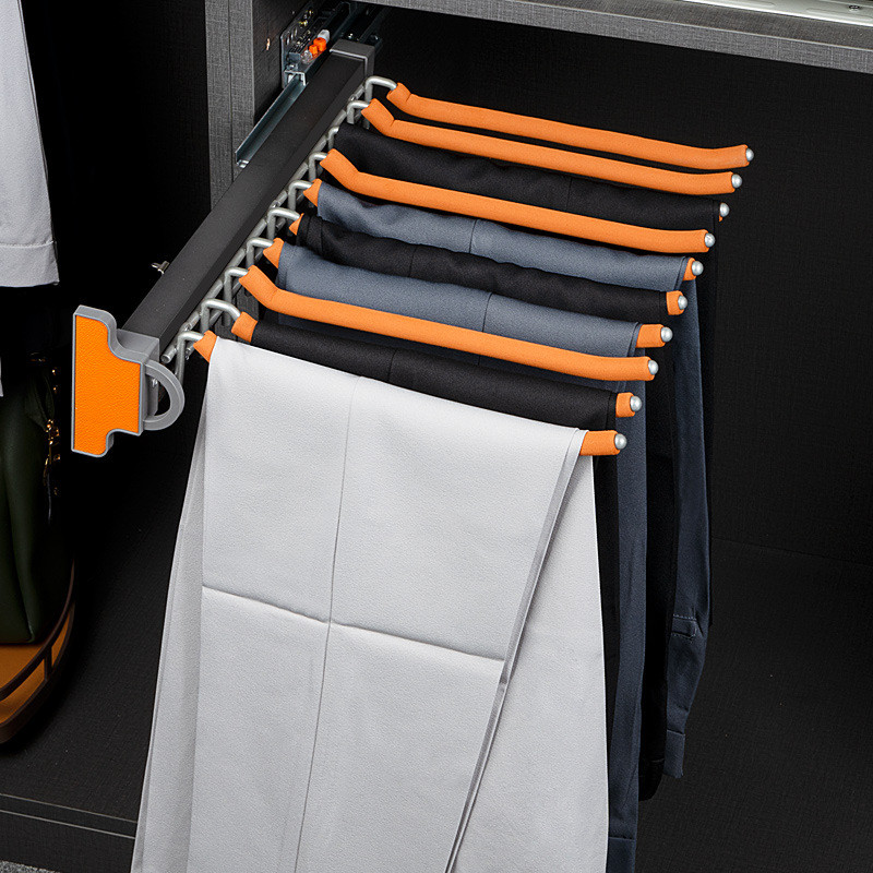 Pants Rack Wardrobe Built-in Household Telescopic Sliding Rail Pull-out ...