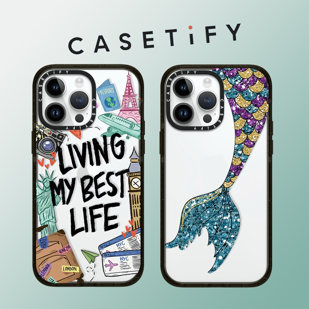 CASETIFY Travel life label Mermaid Tail Transparent Acrylic Phone Case ...