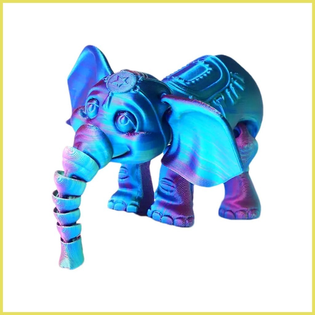 3D Printed Articulated Elephant Decorative Collectible Action Figure ...