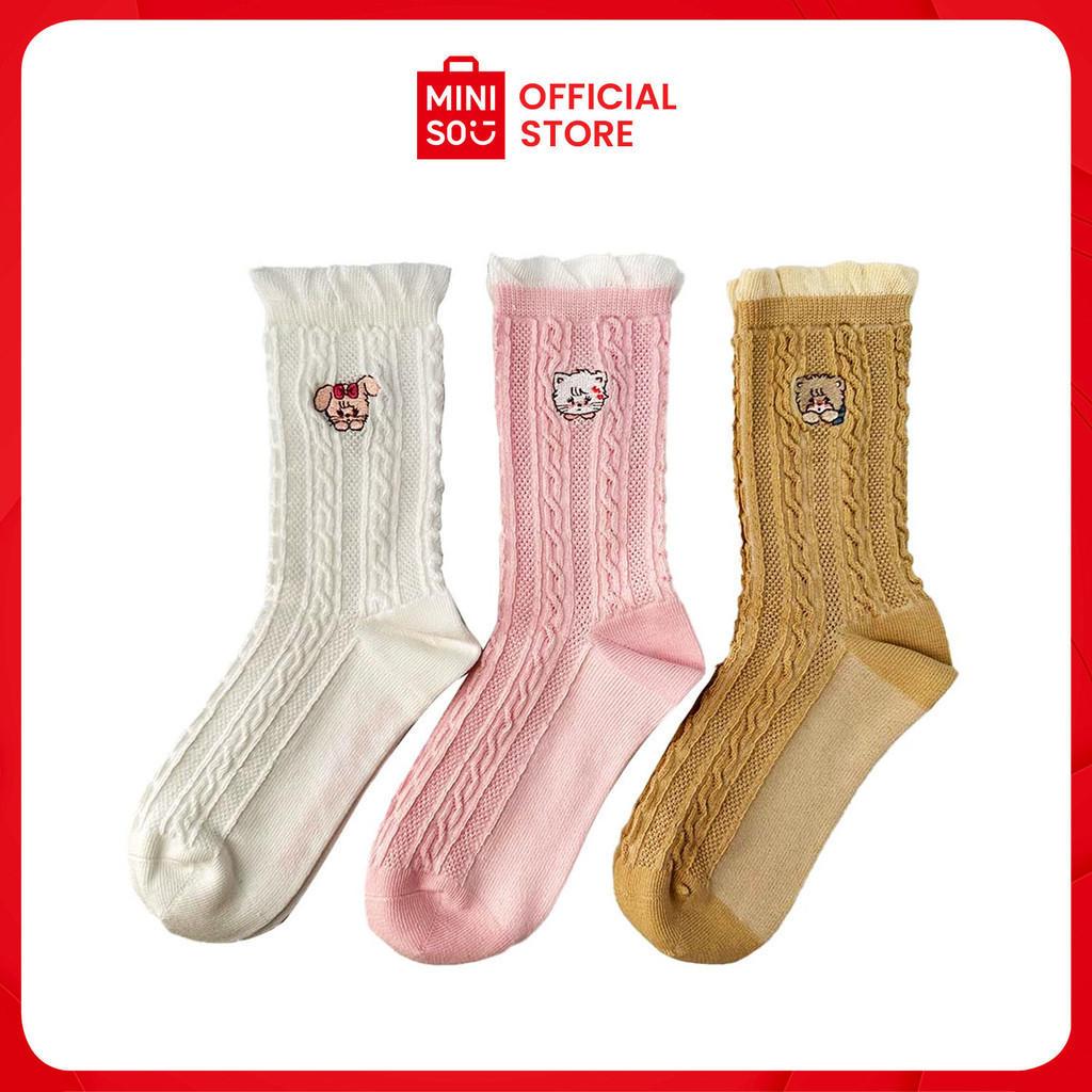 MINISO MIKKO Collection Embroidery Crew Socks | Shopee Philippines