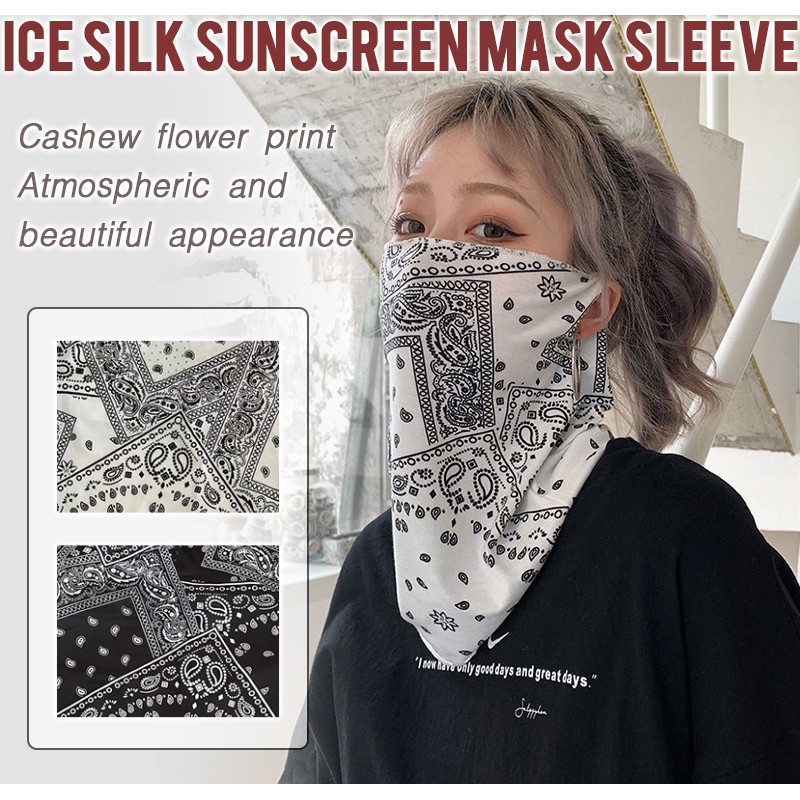 Summer Sun UV Wind Protection Chiffon Scarf Face Mask Triangle Design ...