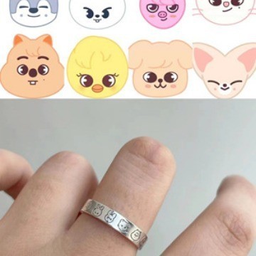 Kpop Stray Kids Cartoon Cute Adjustable Engraved SKZ Ring BANGCHAN LEE ...