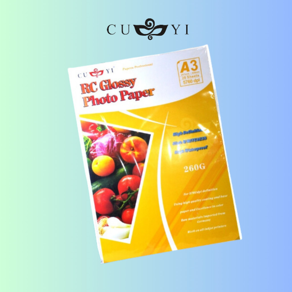 CUYI A3 Rc Glossy Photo Paper 260gsm Resin Coated (20 Sheets) | Shopee ...