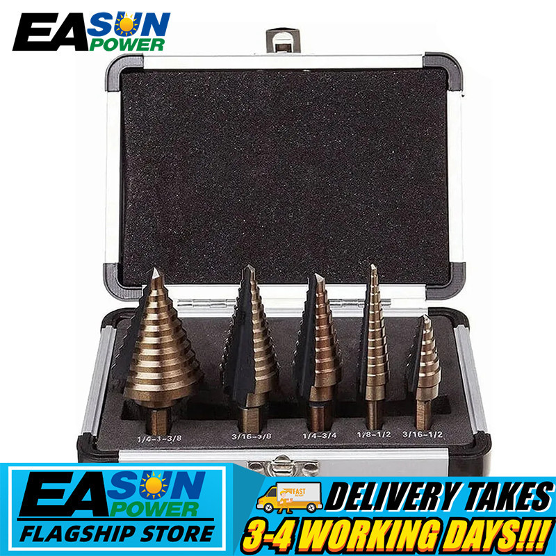 5PCS Hss Step Drill Bit 50 Sizes Titanium Hex Shank Step Drill Bit Set ...