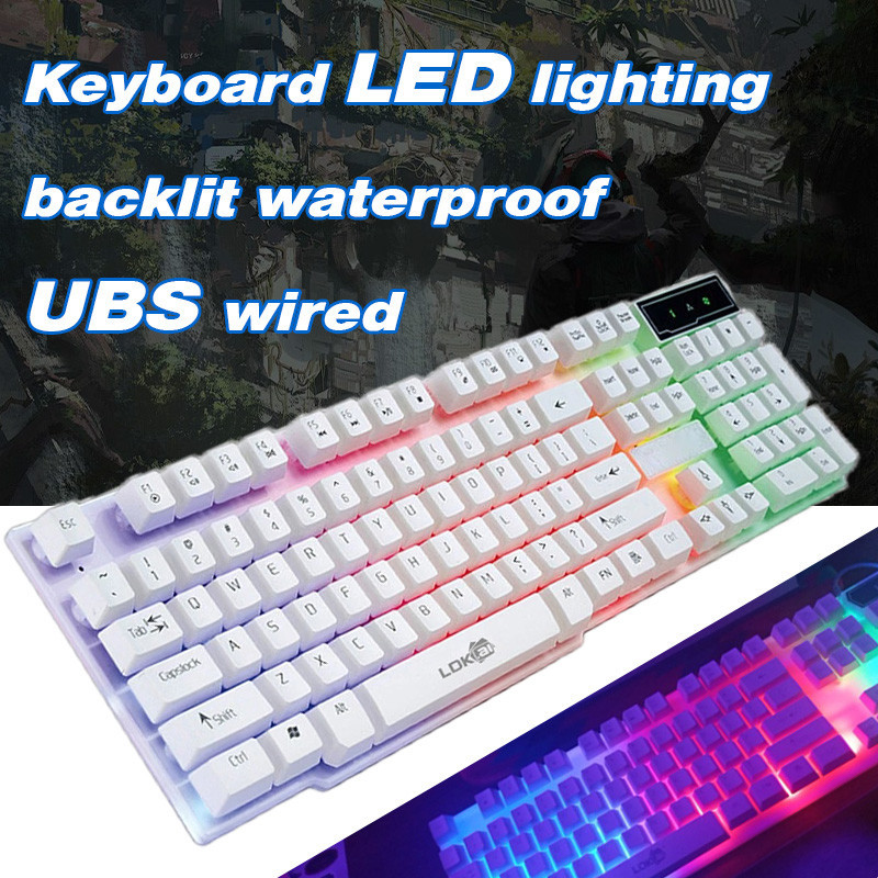 104 Keys Rainbow Gaming USB Wired Keyboard Colorful Button Mouse Suit ...
