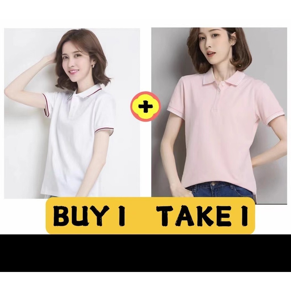 Buy 1 Take 1 Dri Fit Polo Shirt Unisex Quick Dry Striped lapel style ...