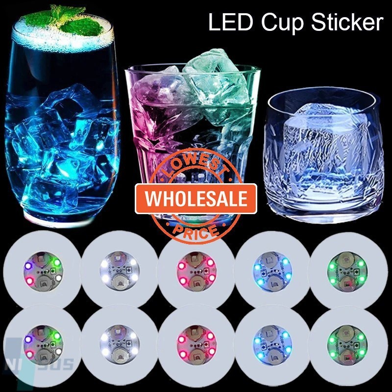 3Pcs LED Luminous Coasters Colorful 3 Modes Bottle Stickers Lights For ...
