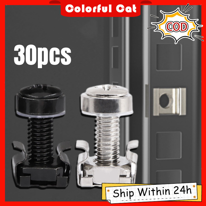 30Pcs Rack Mount Cage Nuts Screws Server Cabinet Server Shelves Routers ...
