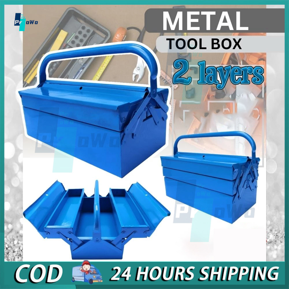 Metal Toolbox 2 Layer Multifunction Portable Organizer Hardware On ...
