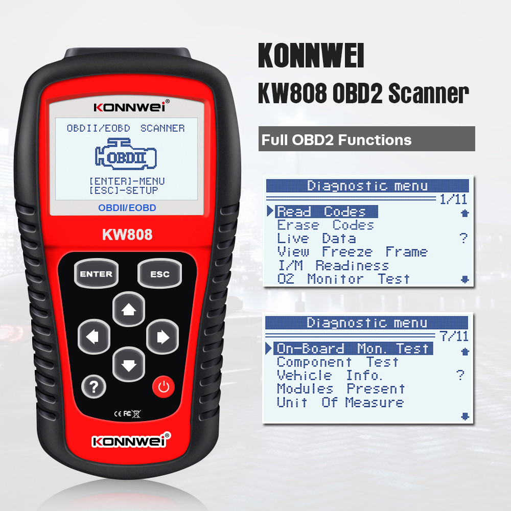 KONNWEI KW808 OBD Car Scanner OBD2 Auto Automotive Diagnostic Scanner ...