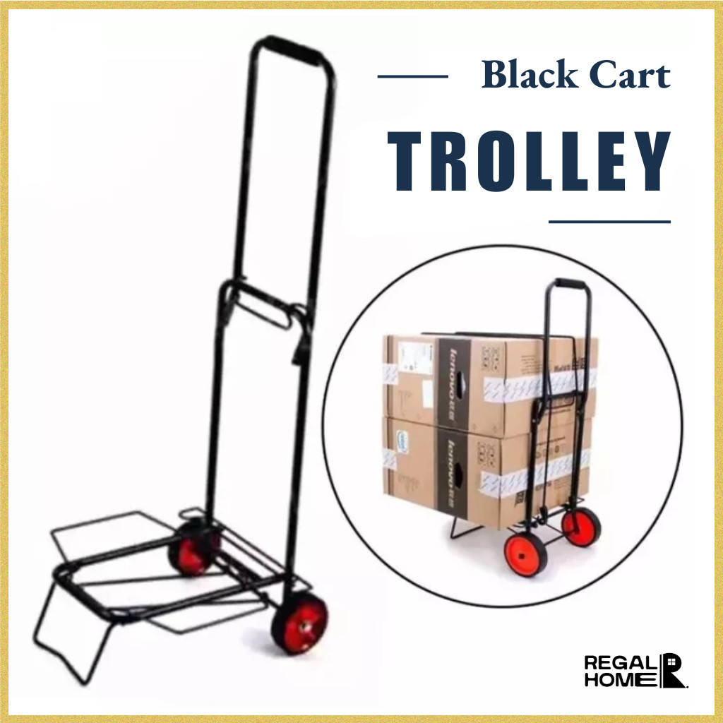 Black Trolley Grocery Push Cart Trolley Portable Foldable Trolley Cart ...
