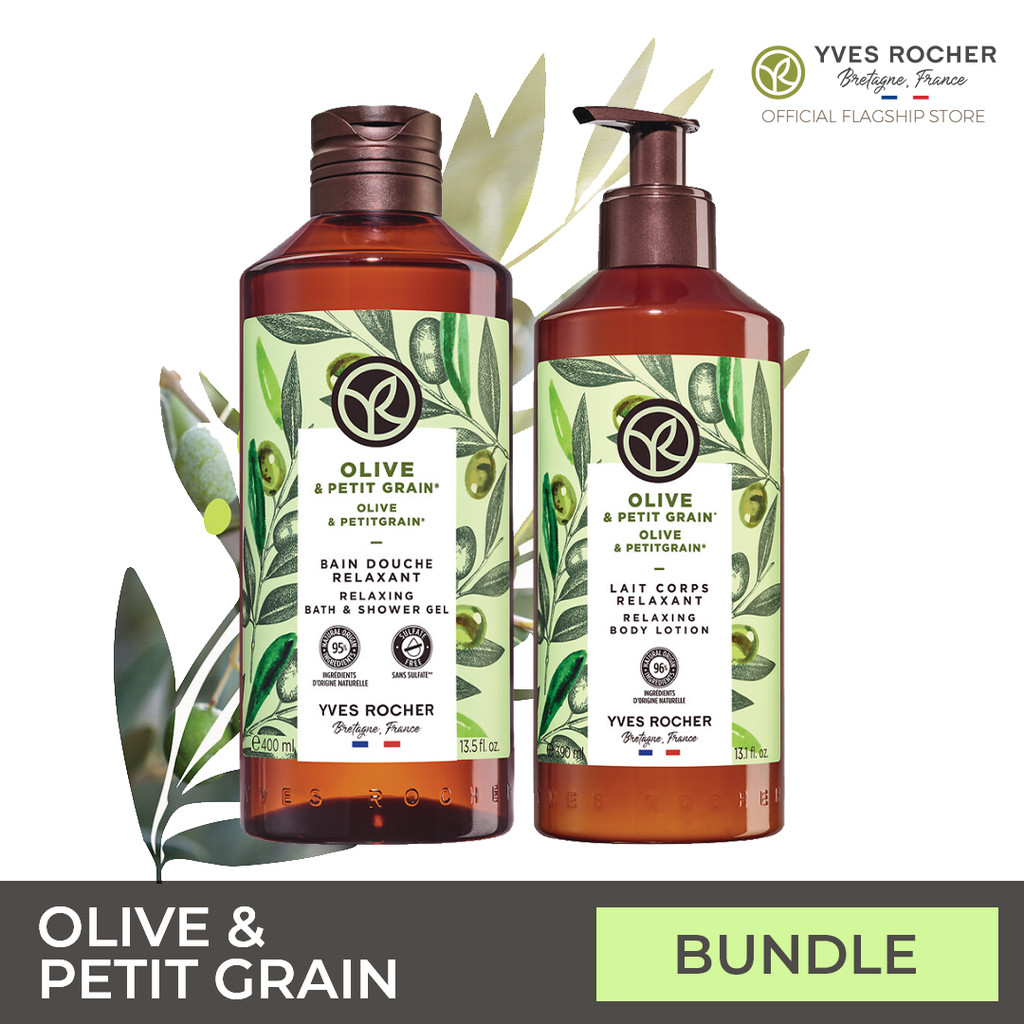 YVES ROCHER Olive & Petitgrain Body Wash Shower Gel 400ml and Lotion ...