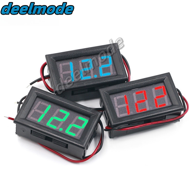 DC 5V-120V Digital Voltmeter Panel Gauge 2 Wires 0.56 inch LED Mini ...