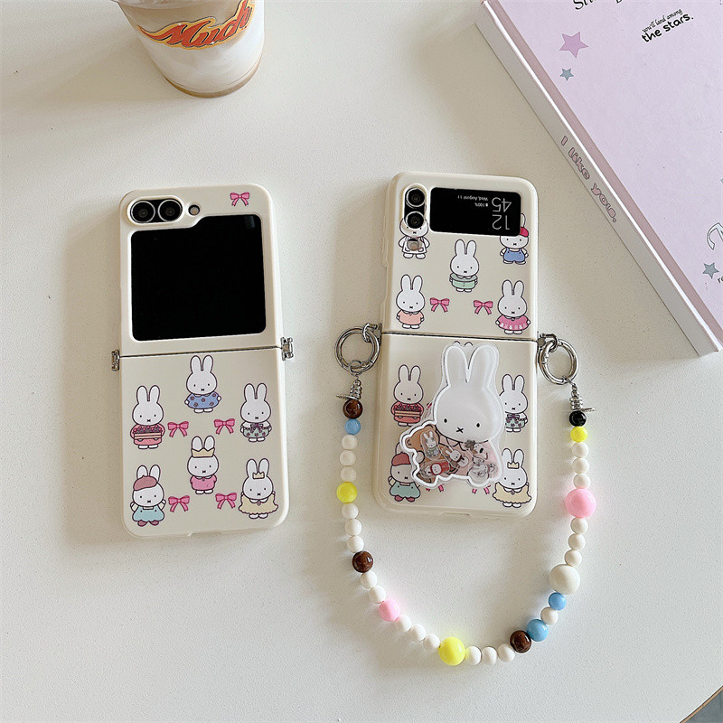 Cartoon Miffy Bracket Bracelet Phone Case For Samsung Galaxy Z Flip 4 3 ...