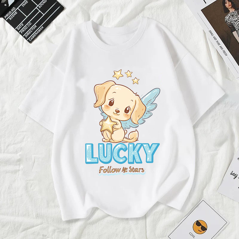 Luck T-Shirt Authentic Cartoon Pattern Vintage Shirt Street cotton 1 ...