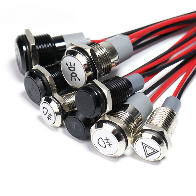 Waterproof LED Indicator Light 12V 24V 8mm Custom Icon Metal Pilot ...
