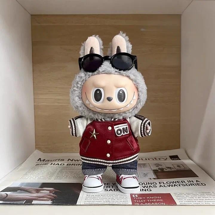 15cm Labubu Outfit Red Baseball Jersey Doll Clothes & Accessories ...
