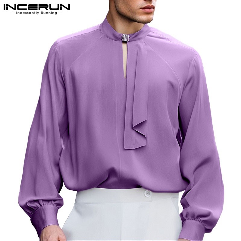 INCERUN men's perspective casual style scarf shirt | Shopee Philippines