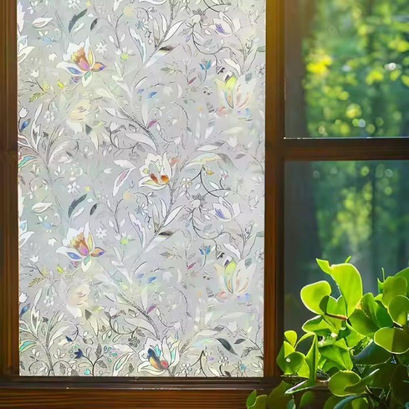 PVC self-adhesive Privacy window film stickers Anti UV 3D Rainbow ...