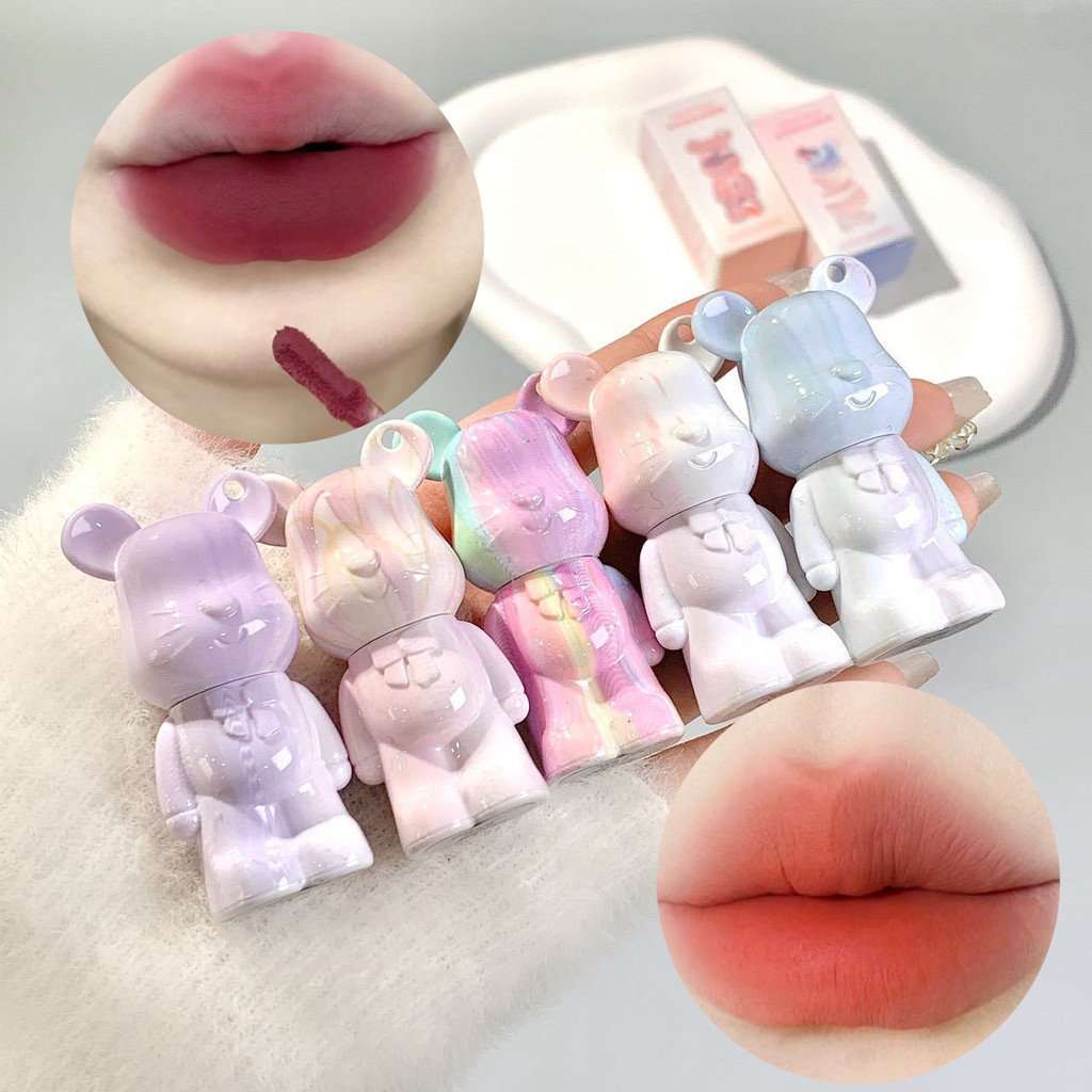 Kekemood Fluid Violent Bear Lip Glaze Matte Velvet Whitening Lip Mud Long-lasting Student ...