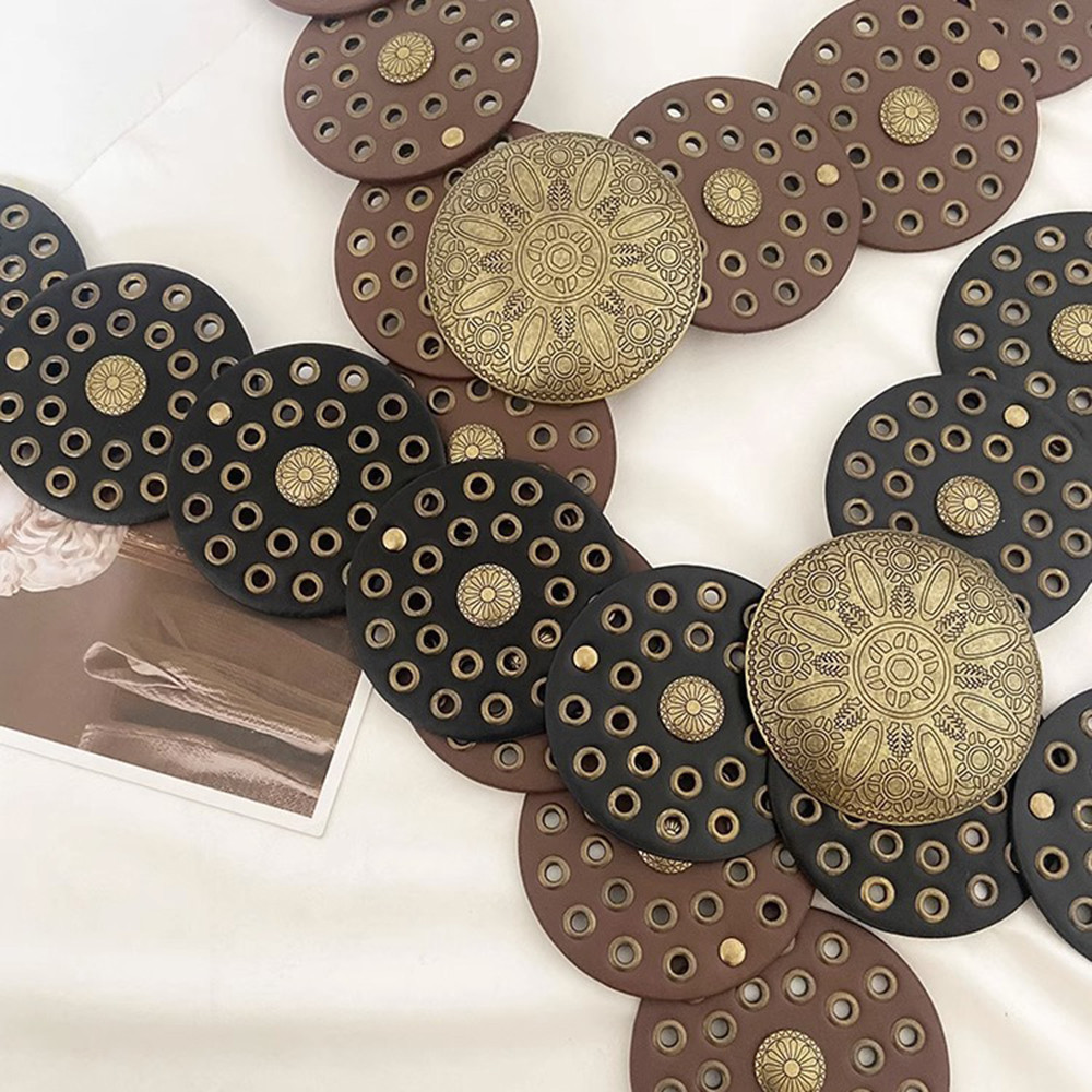 Hollow Disc Belt Western Style Exaggerated Cowboy Wide Disc Belt Metal ...