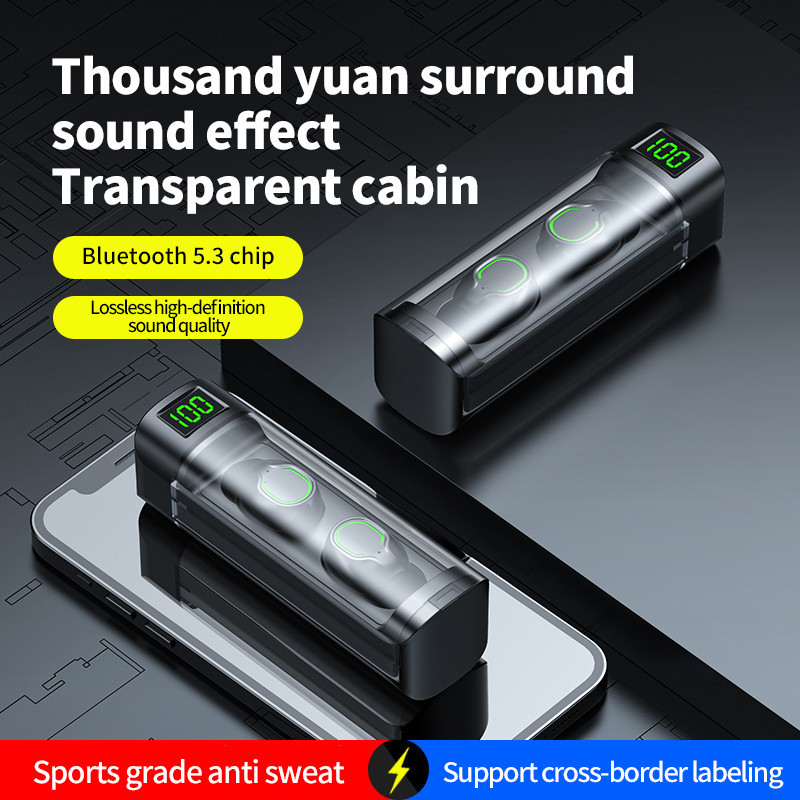 Pull-out BQ60 Bluetooth Headset TWS Digital Transparent Compartment In ...