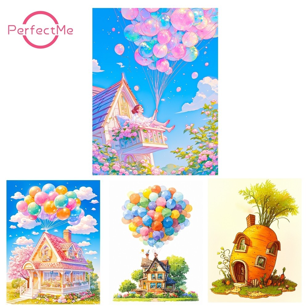 【PM】House Balloons 5D Diamond Painting Cross Stitch Full Diamond Set ...