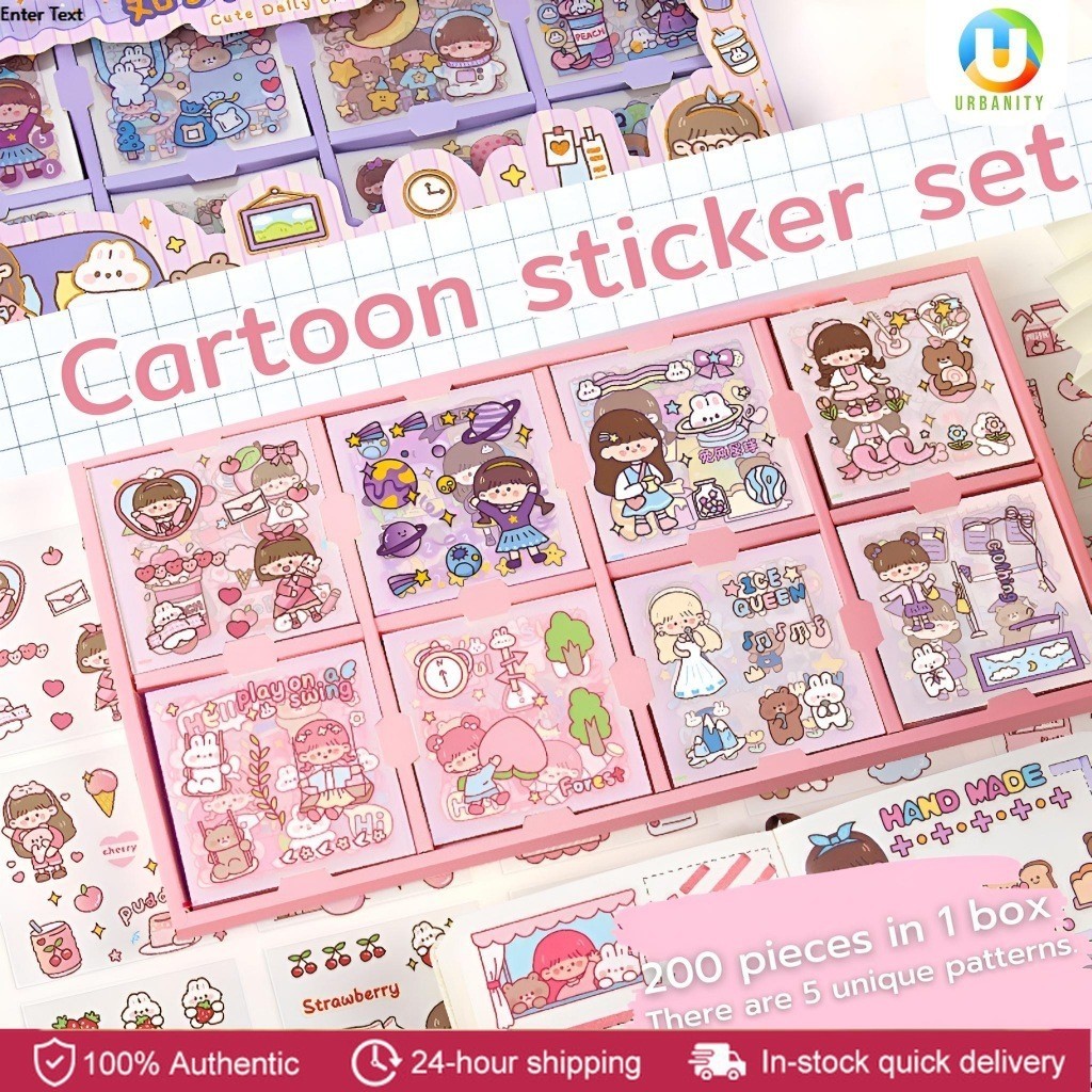 Korean Cute Waterproof Sticker Set Transparent Stationary Stickers ...