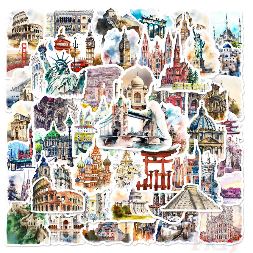 World Famous Buildings Series 03 Culture & Arts Stickers 50Pcs/Set DIY ...