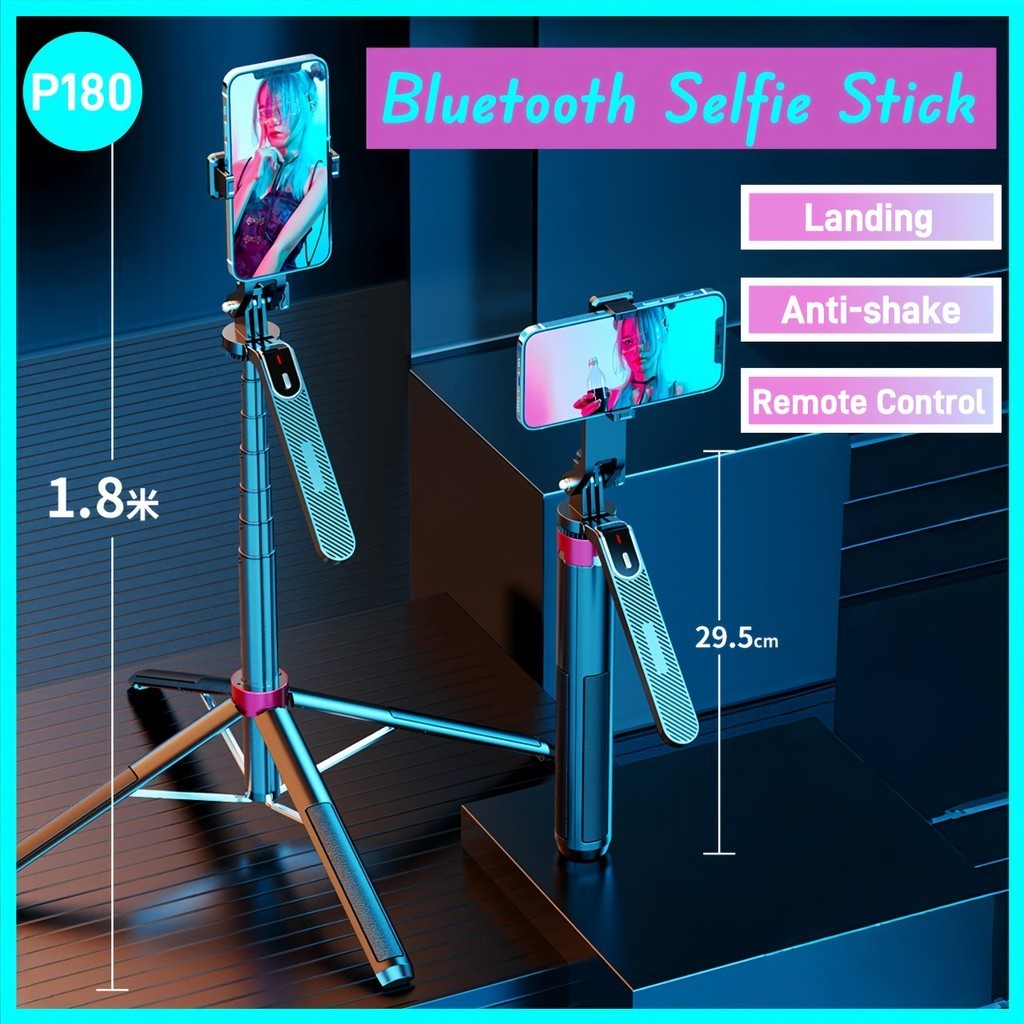 P180 for Phone for Vlogging Super Long 180cm Bluetooth Selfie Stick ...