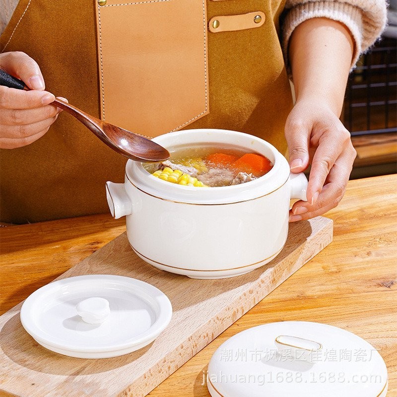 Ceramic Water-Proof Household Slow Cooker Double-Lid Double-Ear Bird's ...