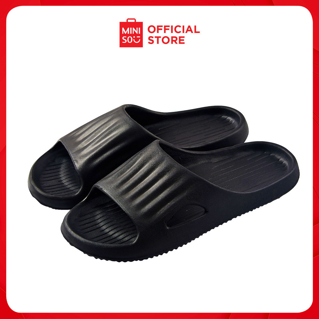MINISO Cloud Feel Men's Bath Slippers (Black, 43-44) | Shopee Philippines