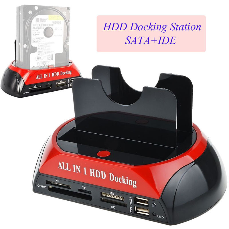All in 1 Card Reader IDE SATA 2.0 HDD Dock Serial Parallel Ports Hard ...