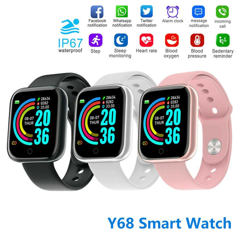 Y68/d20 Bluetooth Smart Watch Sports Waterproof Fitness Tracker Heart ...