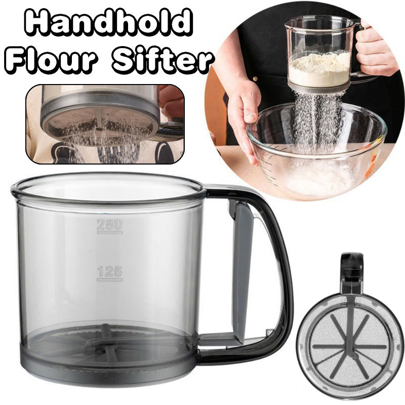 Kitchen Flour Sieve Cup Handheld Fine Mesh Strainer Sugar Sifter Baking ...