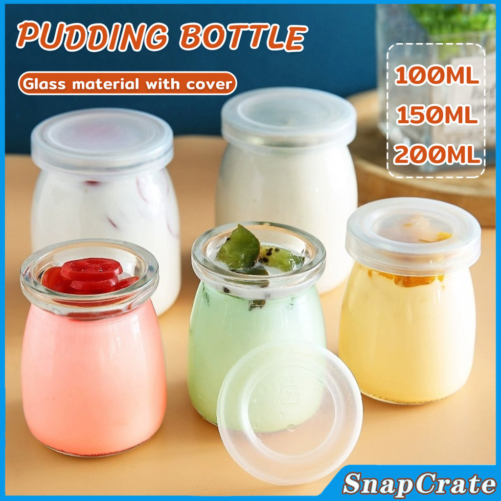 Glass Jars,Clear Yogurt Jars With PE Lids,Glass Pudding Jars Yogurt ...