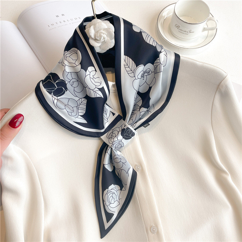 New Style Silk Scarves Long Women High-End Simulation Small Ear Scarf ...