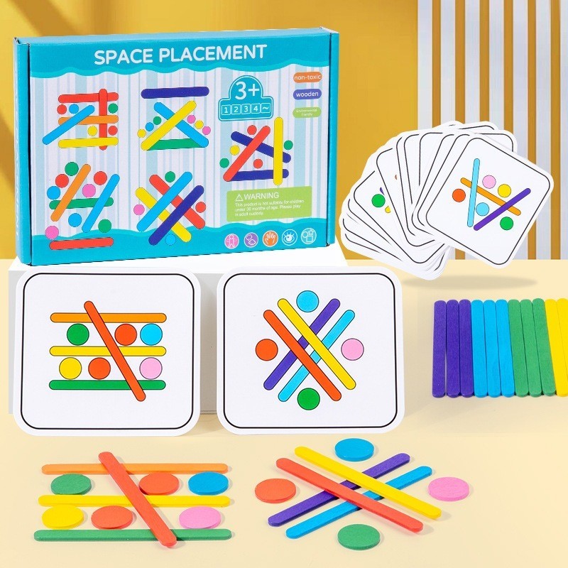 Montessori Wooden Rainbow Ice Cream Stick Space Placement Vision ...