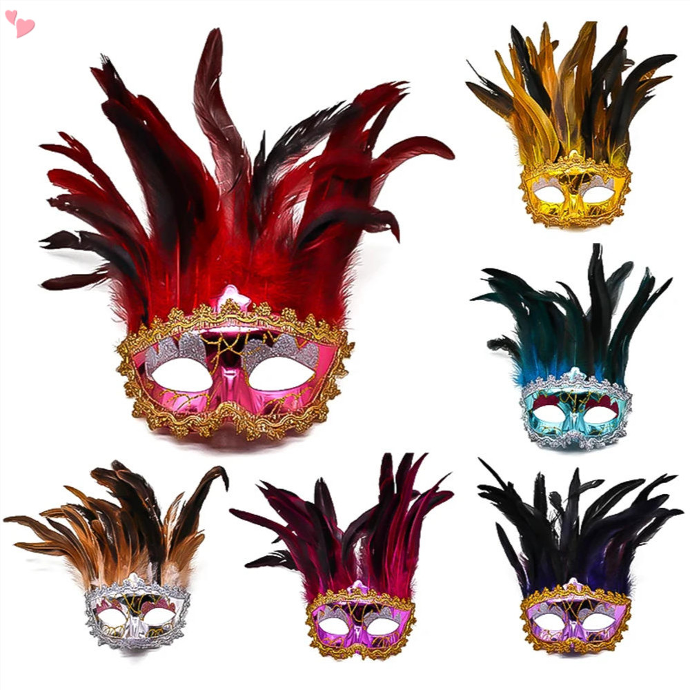 Gothic Feather Masquerade Mask Half Face Indian Mask Venetian Eye Mask ...