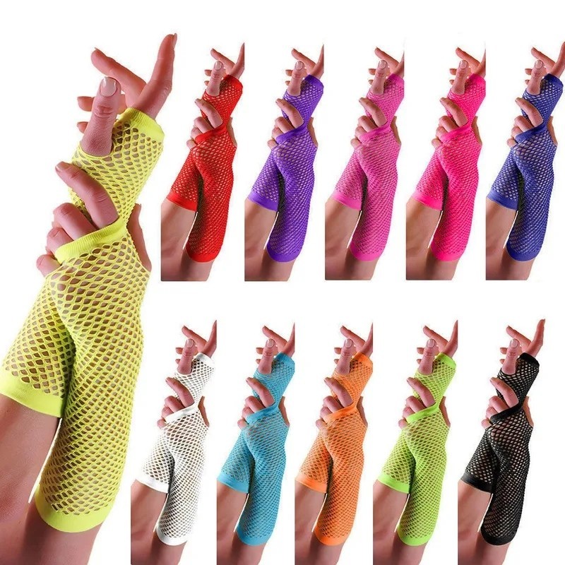 Neon Fishnet Fingerless Long Gloves Leg Arm Cuff Party Sexy Girls Punk ...