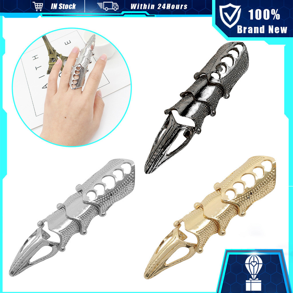Creative Long Finger Ring Gothic Skull Joint Knuckle Full Finger Claw ...
