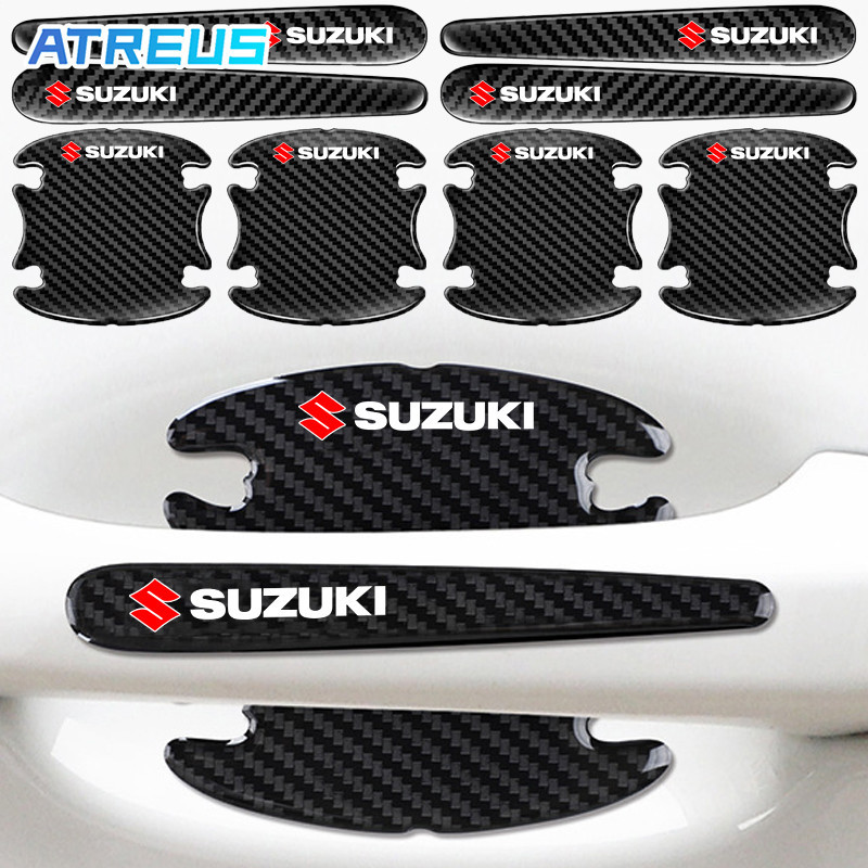 4/8Pcs Suzuki Car Door Handle Protector Carbon Fiber Texture Car Door ...