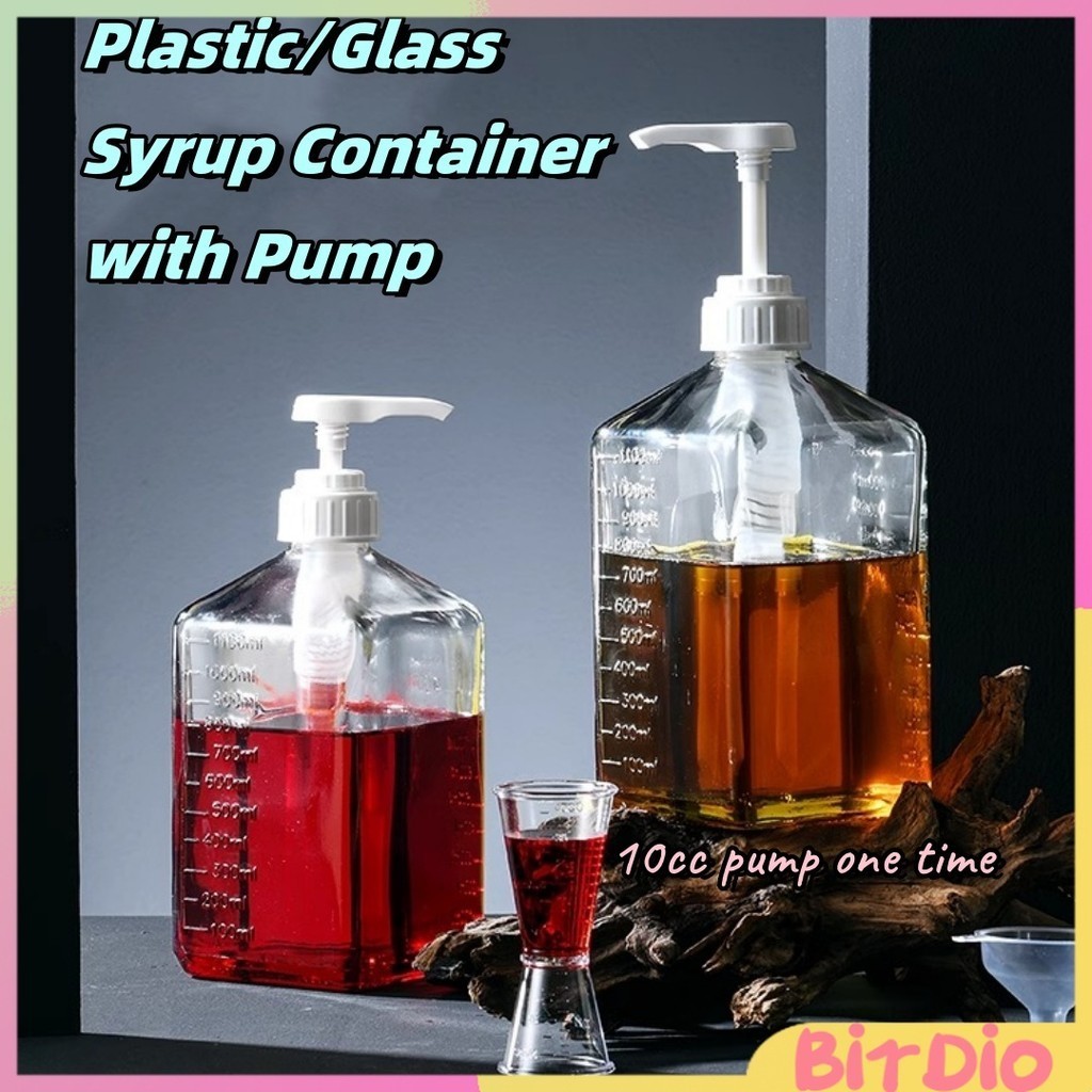 Birdio Plastic Glass Syrup Container with Pump (10cc) - For Sugar Syrup ...